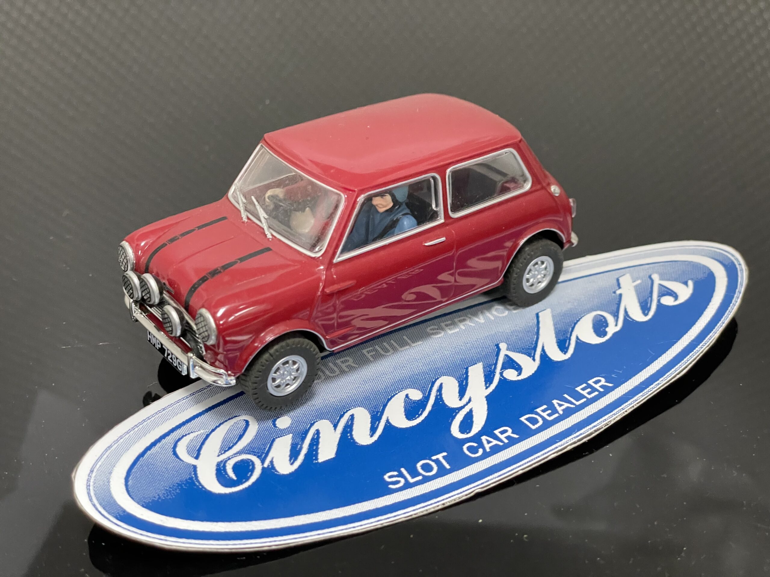 Scalextric Mini Cooper Maroon 1/32 Slot Car, Lightly Used.