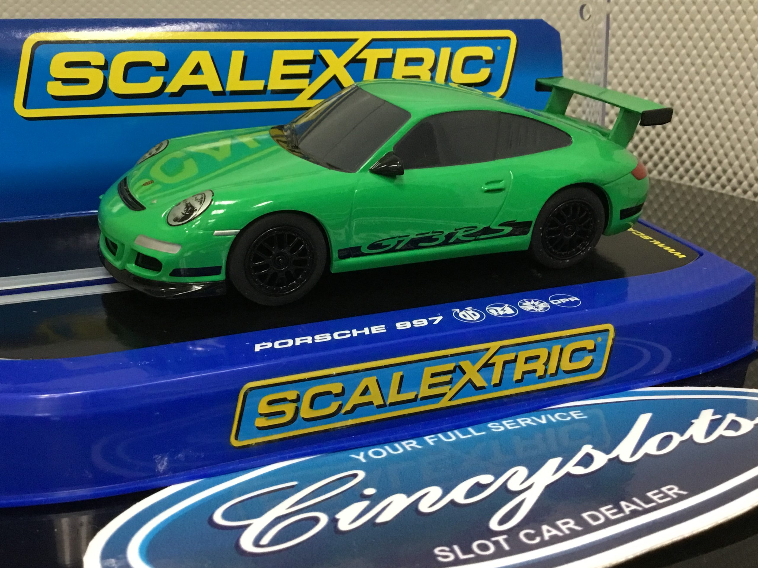 Scalextric C3074 Green Porsche 997. Lightly Used.