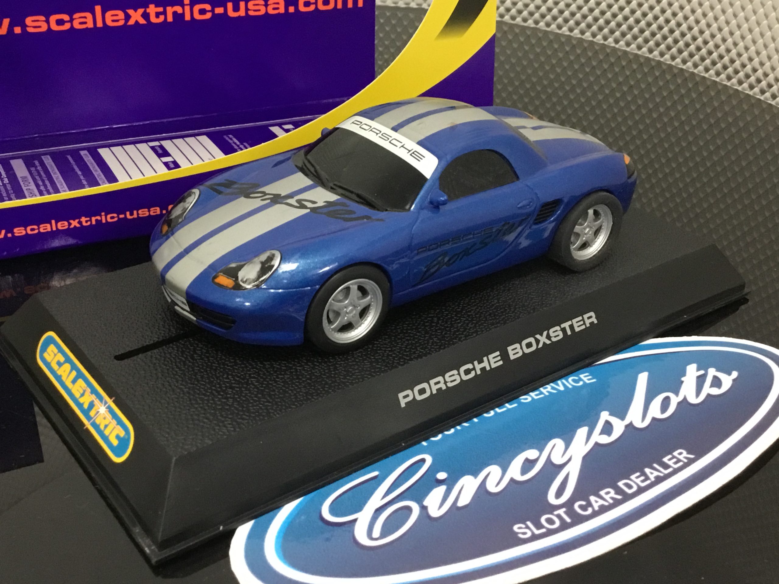 Scalextric C2737 Porsche Boxster Blue Lightly Used.