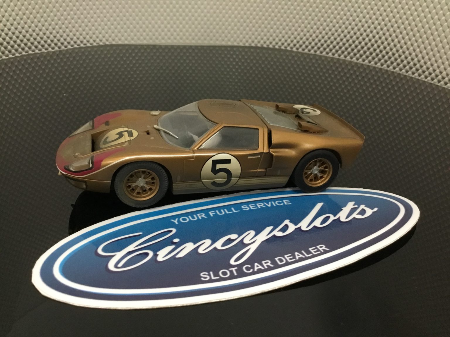 Scalextric Ford GT40 Weathered Edition Gold #5 from 3 car set. Lightly ...