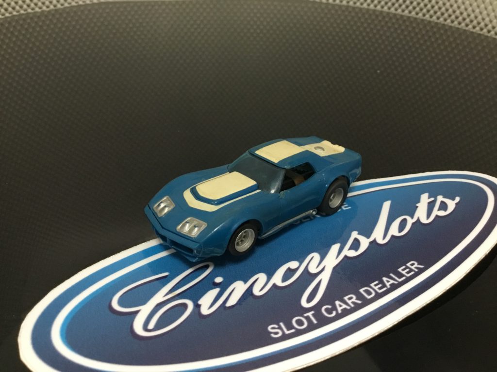 AFX Chevrolet Corvette A-Production Blue/White HO Slot Car, Used.