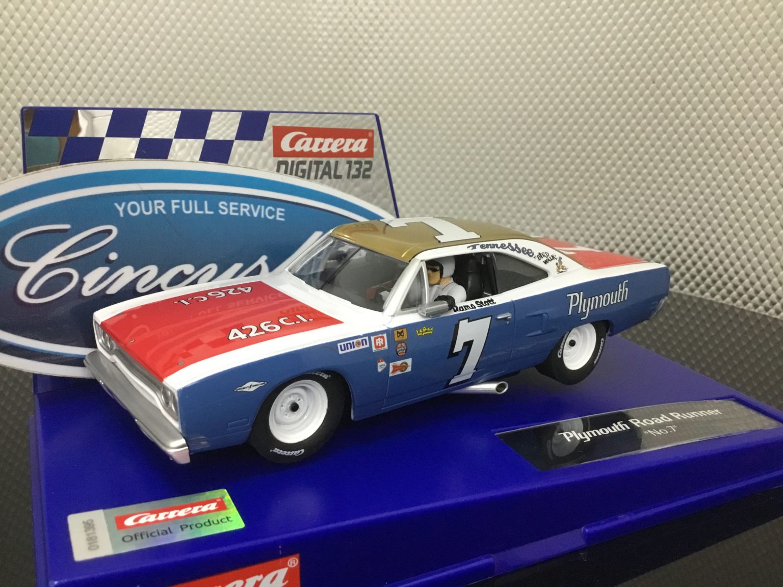 Carrera D132 30945 Plymouth Road Runner #7 1/32 Slot Car.