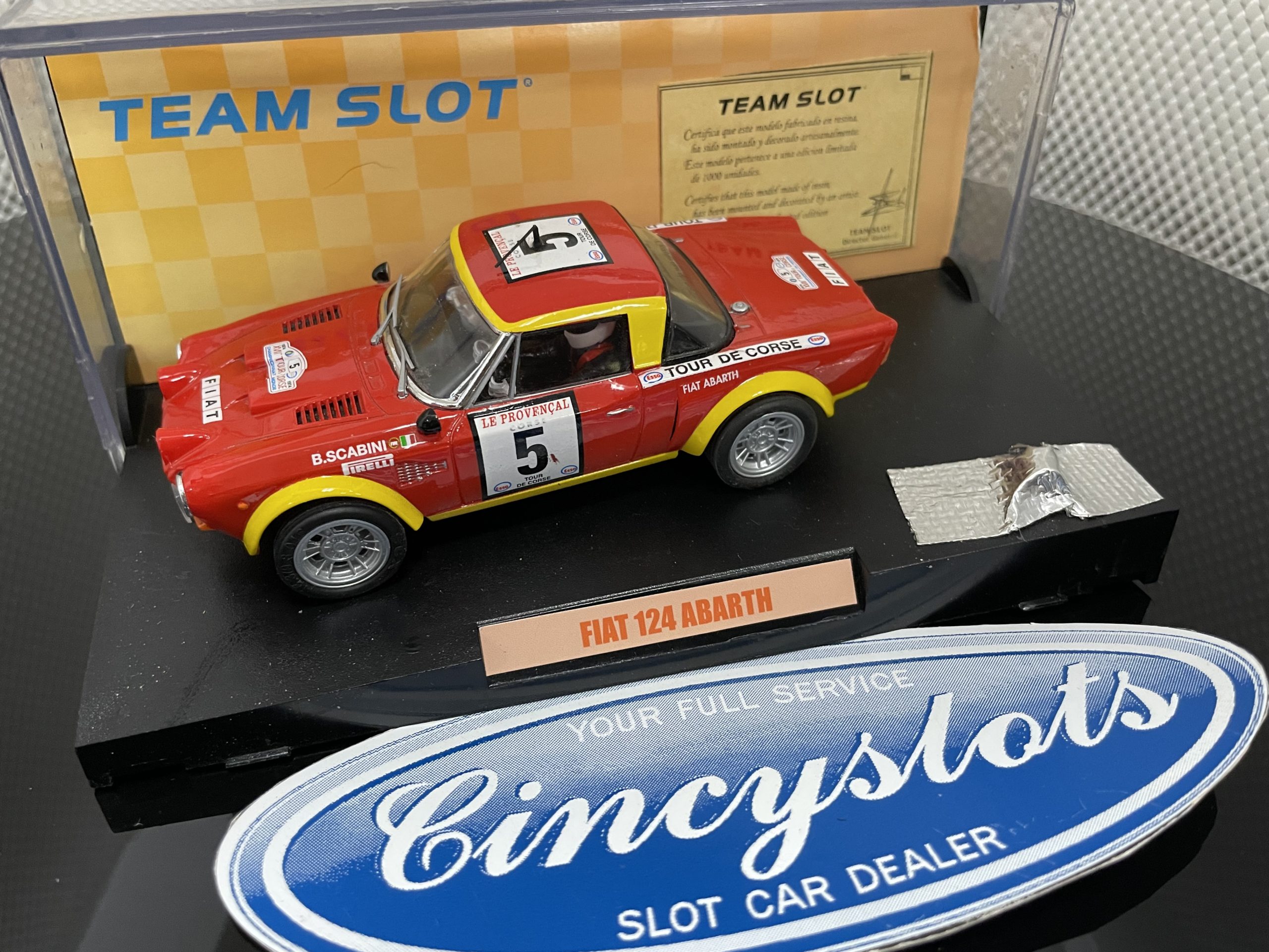 Team Slot 74701 Fiat 124 Abarth 1/32 Slot Car. Lightly Used.