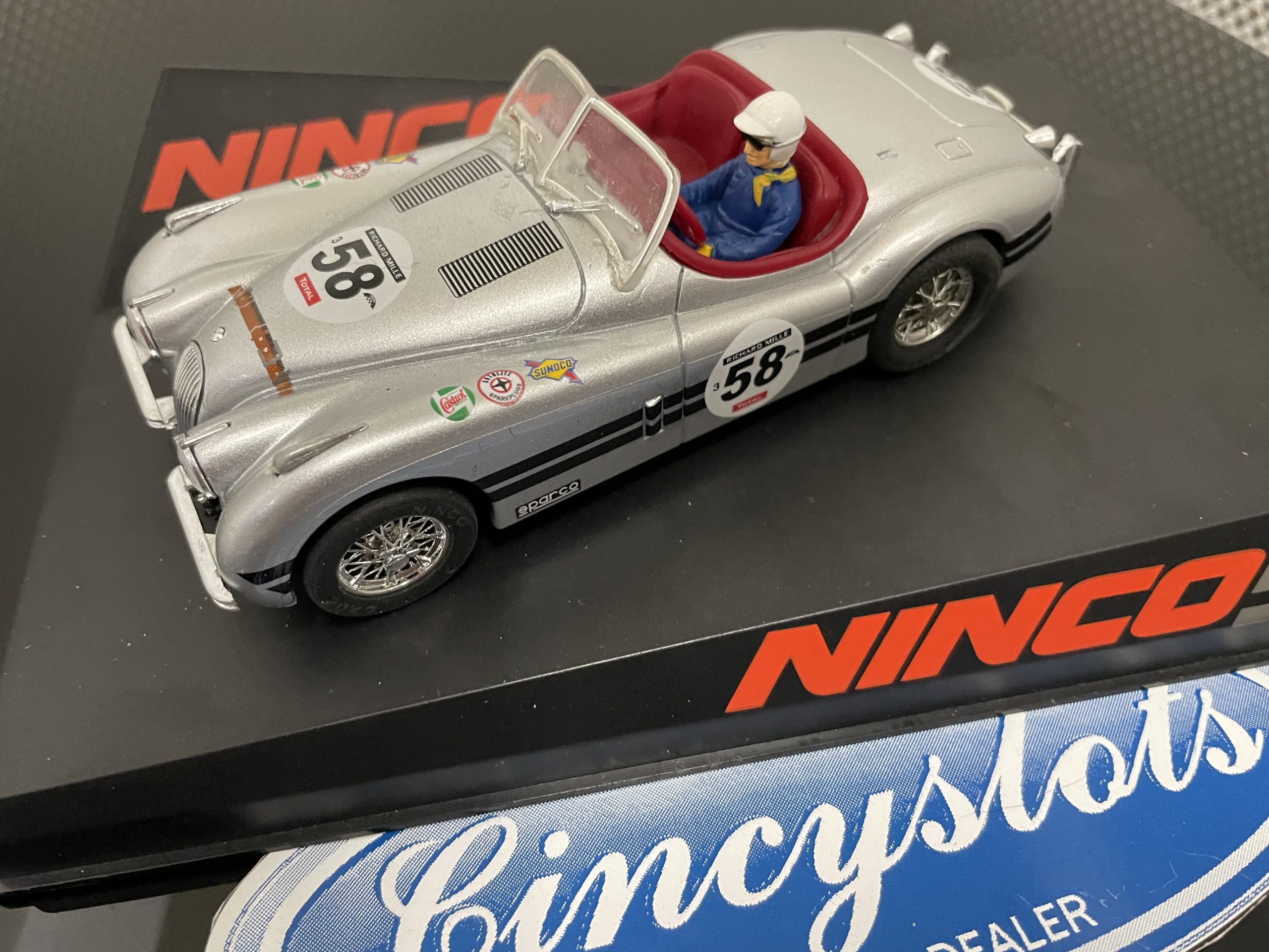 Ninco 50465 Jaguar 120 1/32 Slot Car, Lightly Used. Lid Shows Wear