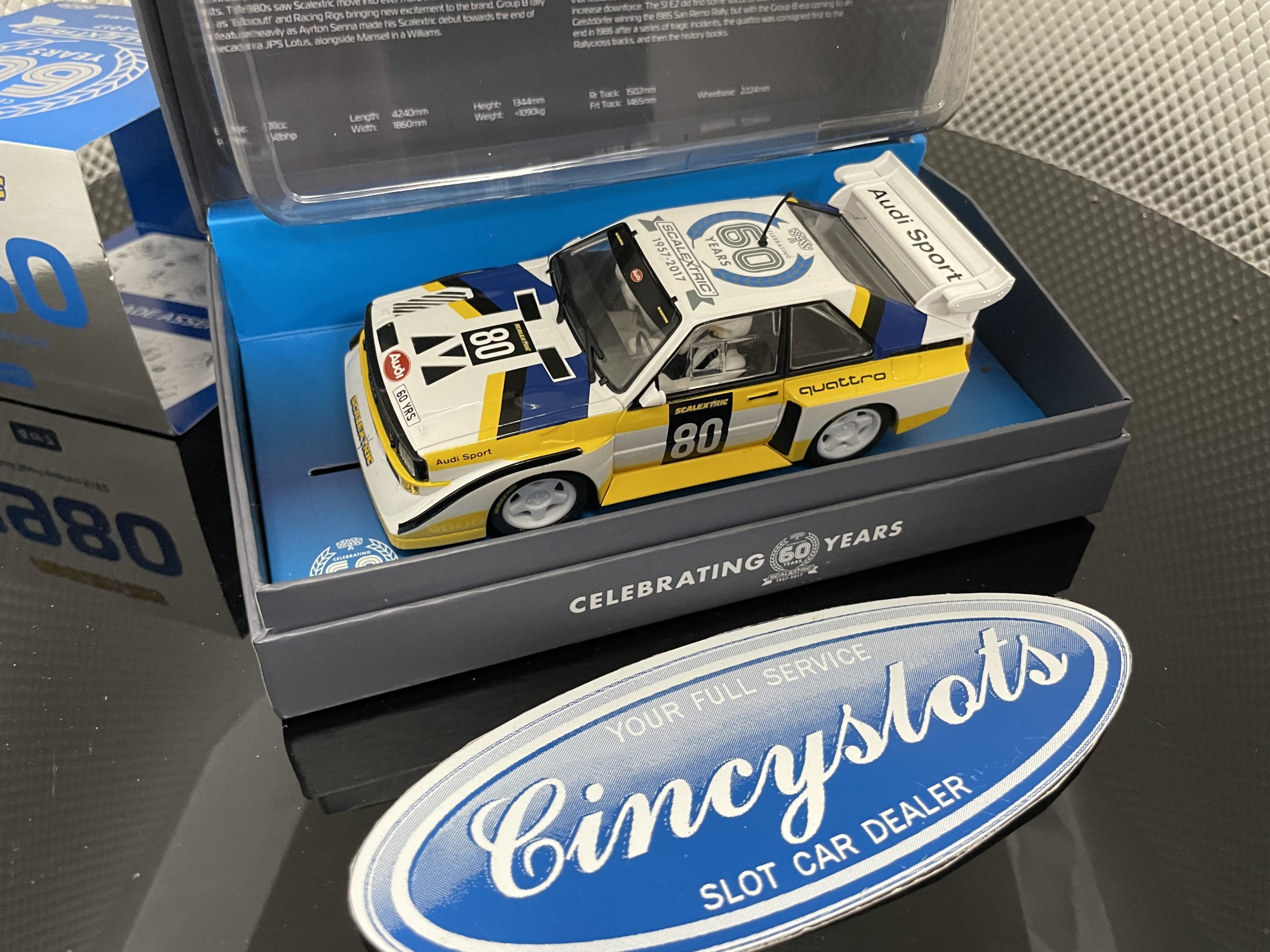 Scalextric C3828A Audi Sport Quattro Limited 1/32 Slot Car, Lightly Used.