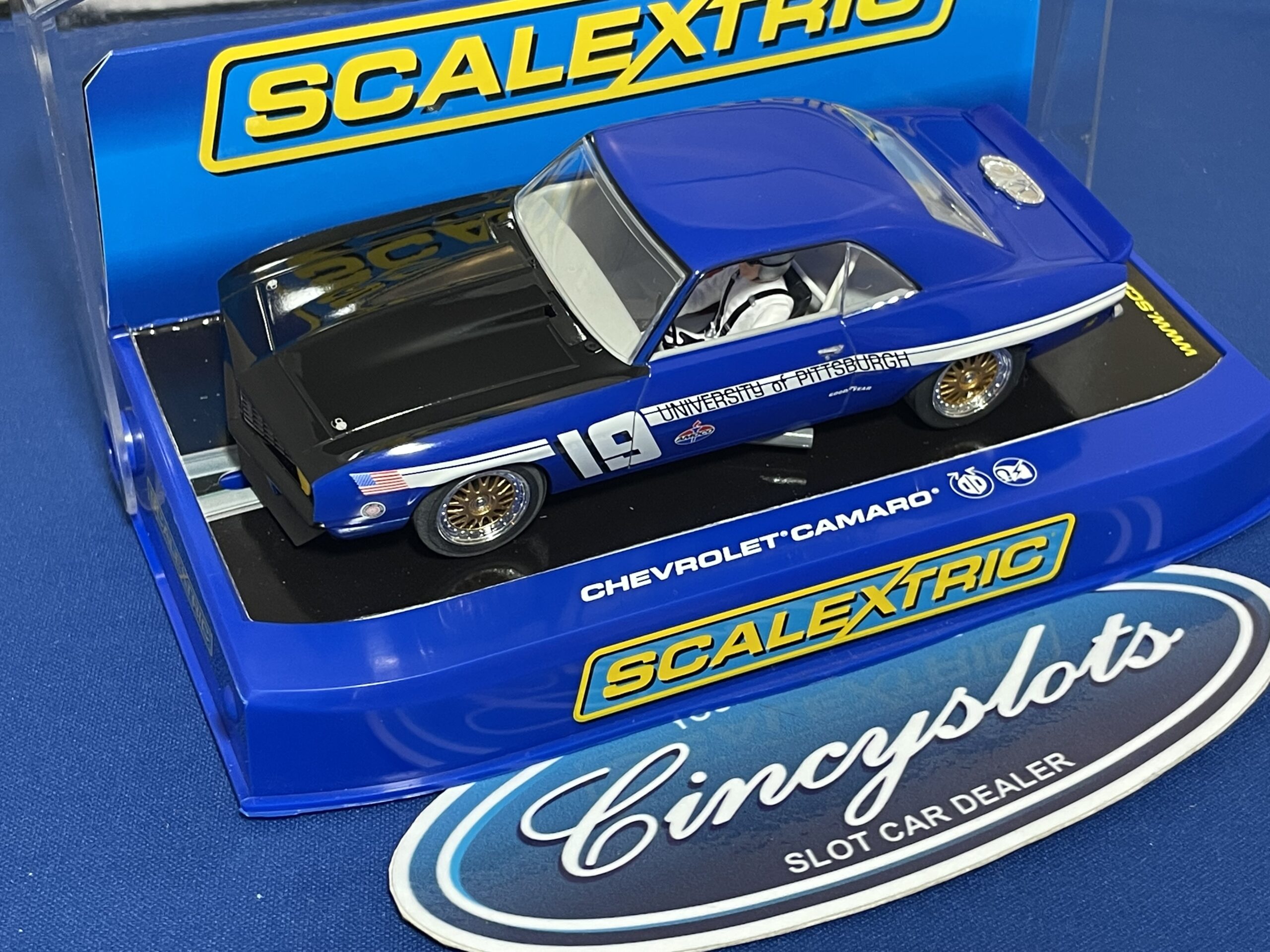 Scalextric C3005 Chevrolet Camaro, Lightly Used, Gold Wheels.