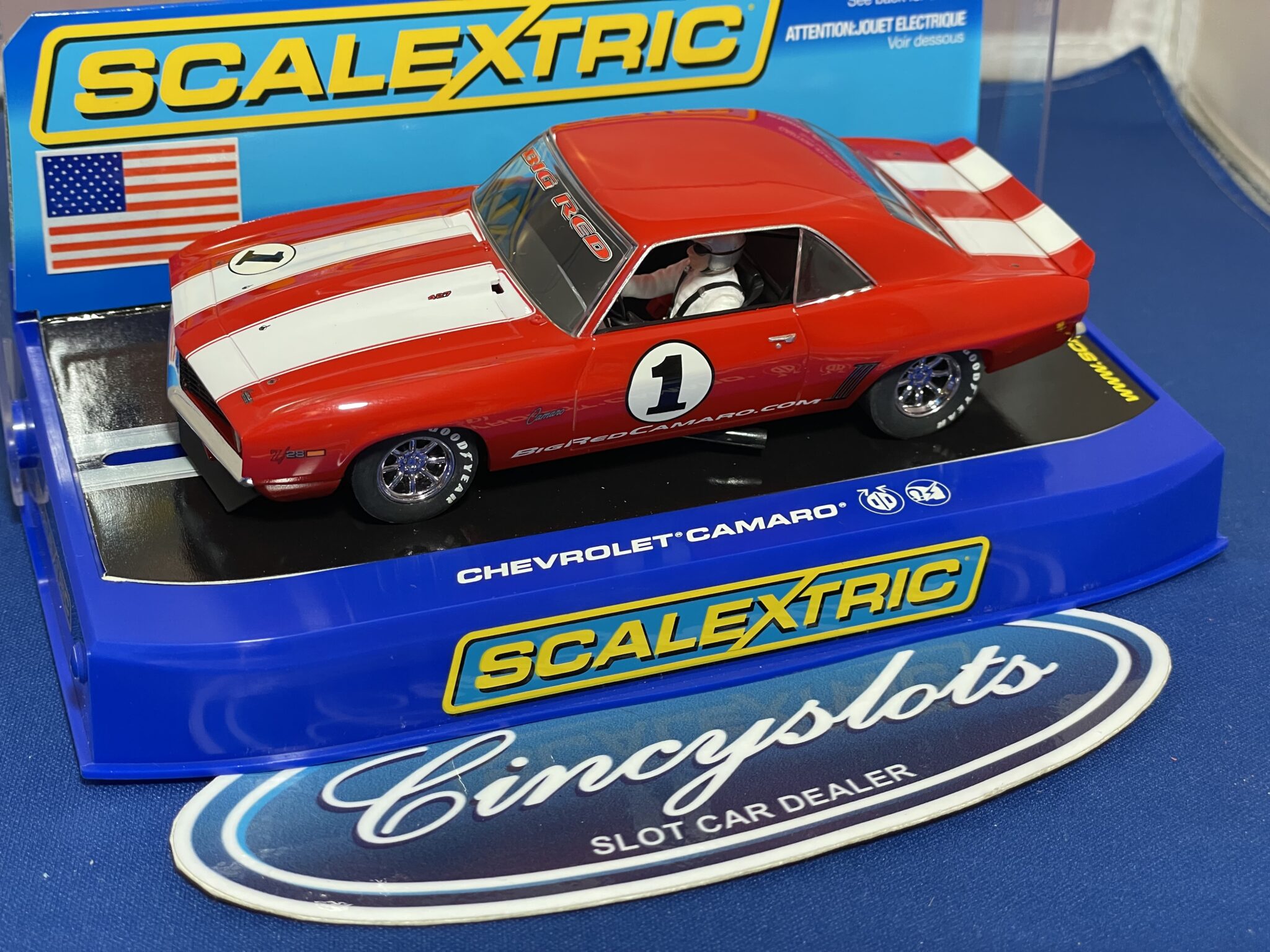 Scalextric C2975 Chevrolet Camaro BIG RED, Lightly Used. Mini-Lite Wheels.