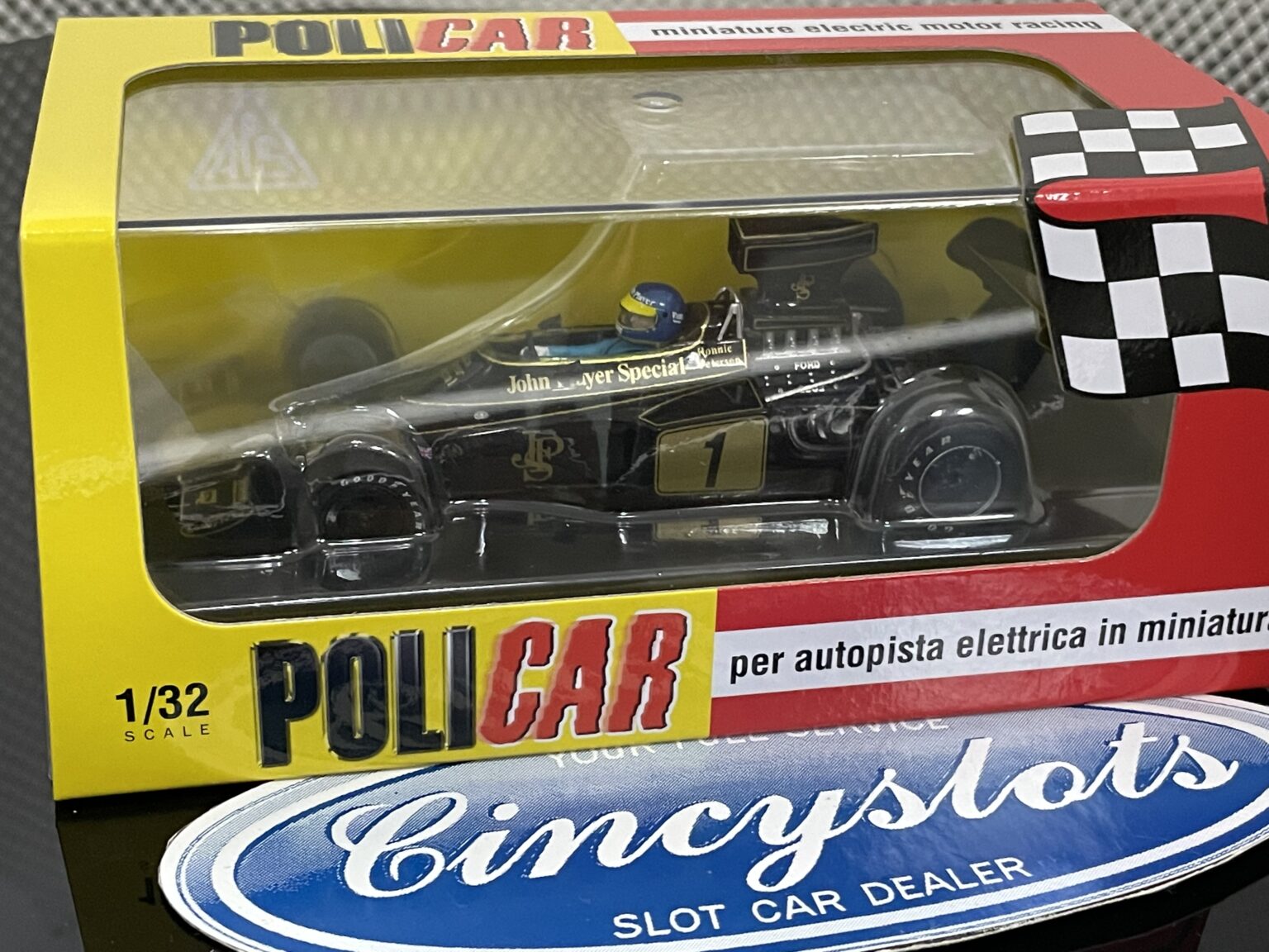 Policar CAR02g Lotus 72E 1st Monaco GP 1974, 1/32 Slot Car.
