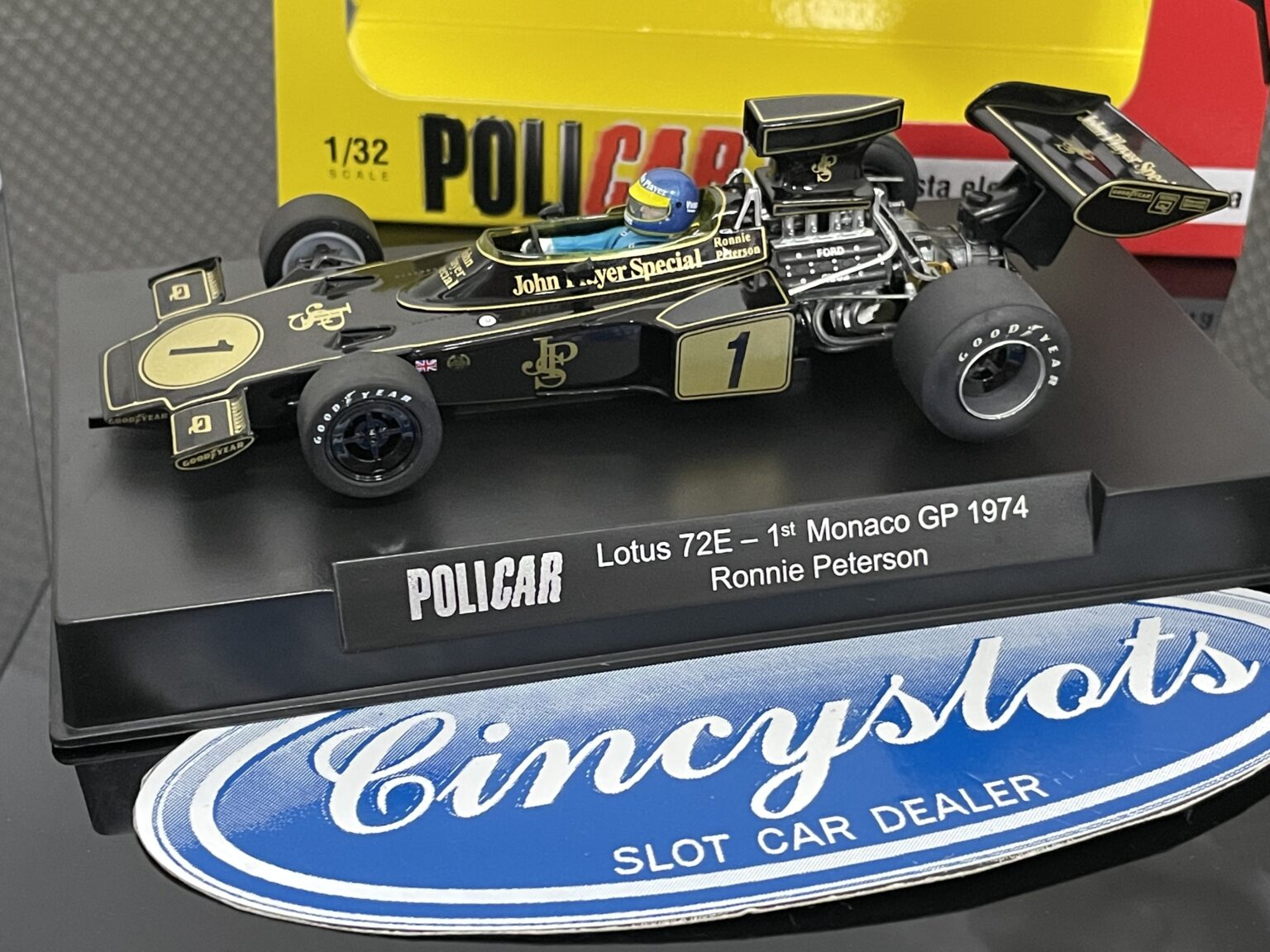 Policar CAR02g Lotus 72E 1st Monaco GP 1974, 1/32 Slot Car.