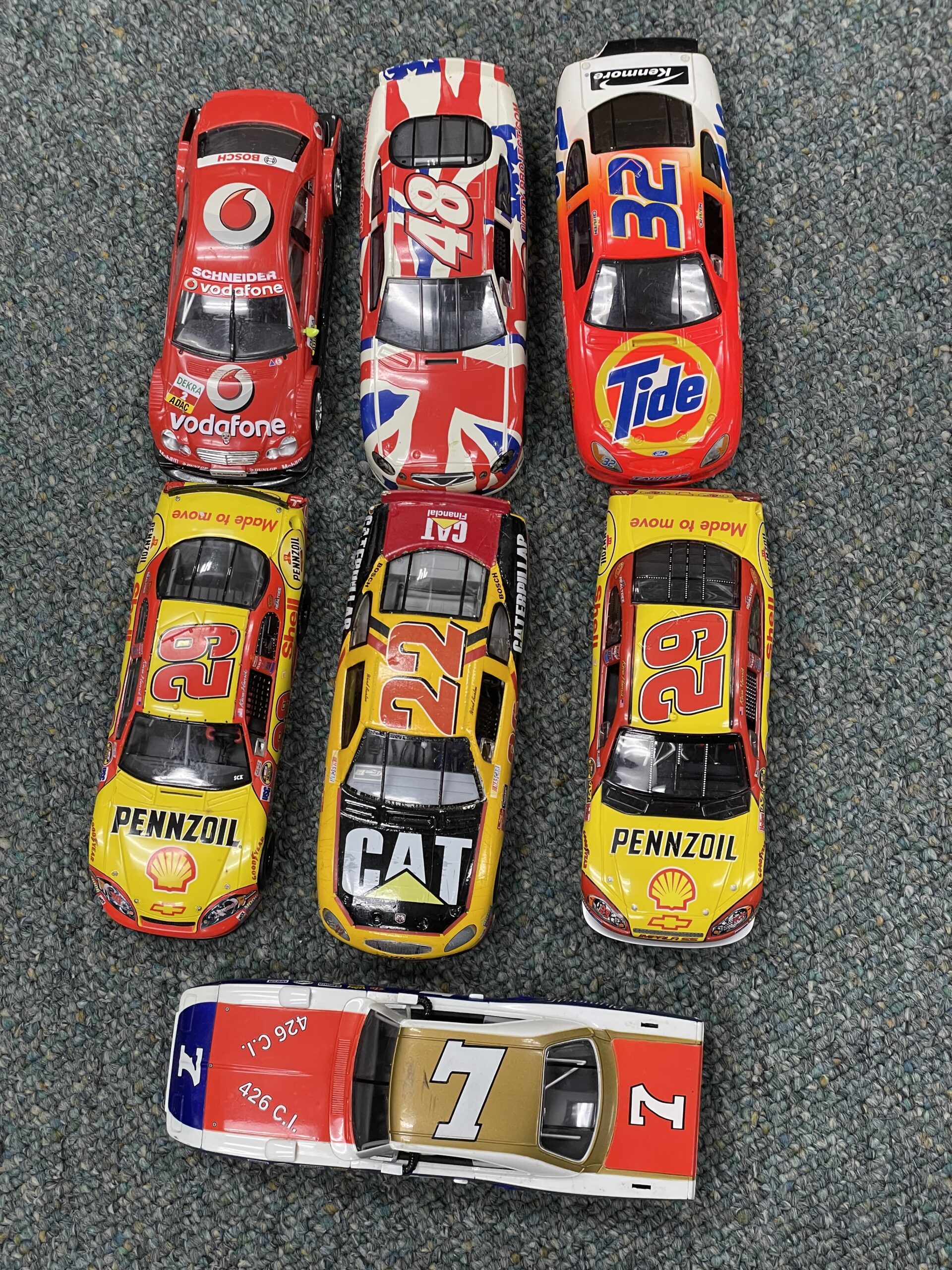 7 Misc. Nascar lot #32, 1/32 Slot Car, Used.