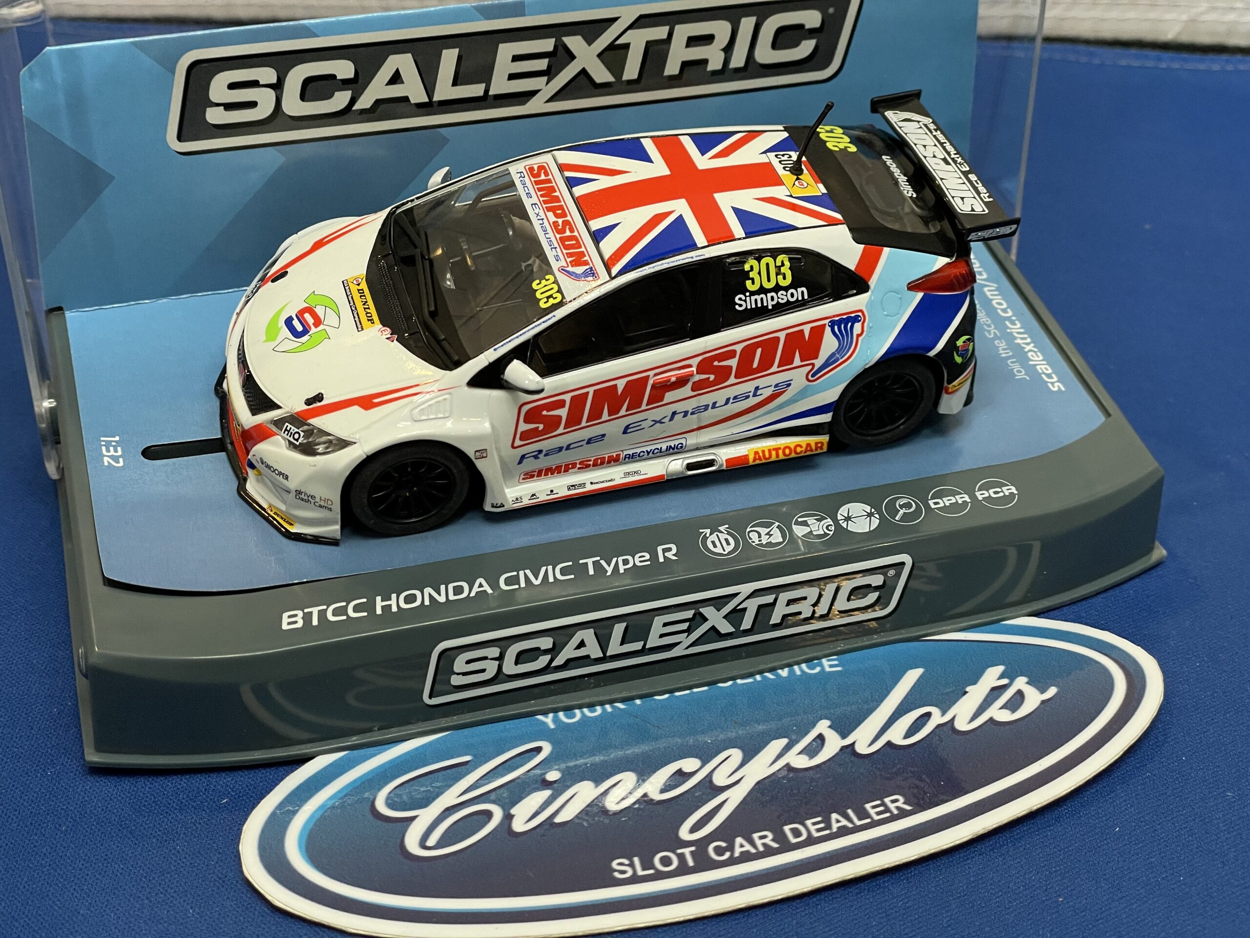 Scalextric C3734 BTCC Honda Civic 1/32 Slot Car. Lightly Used.