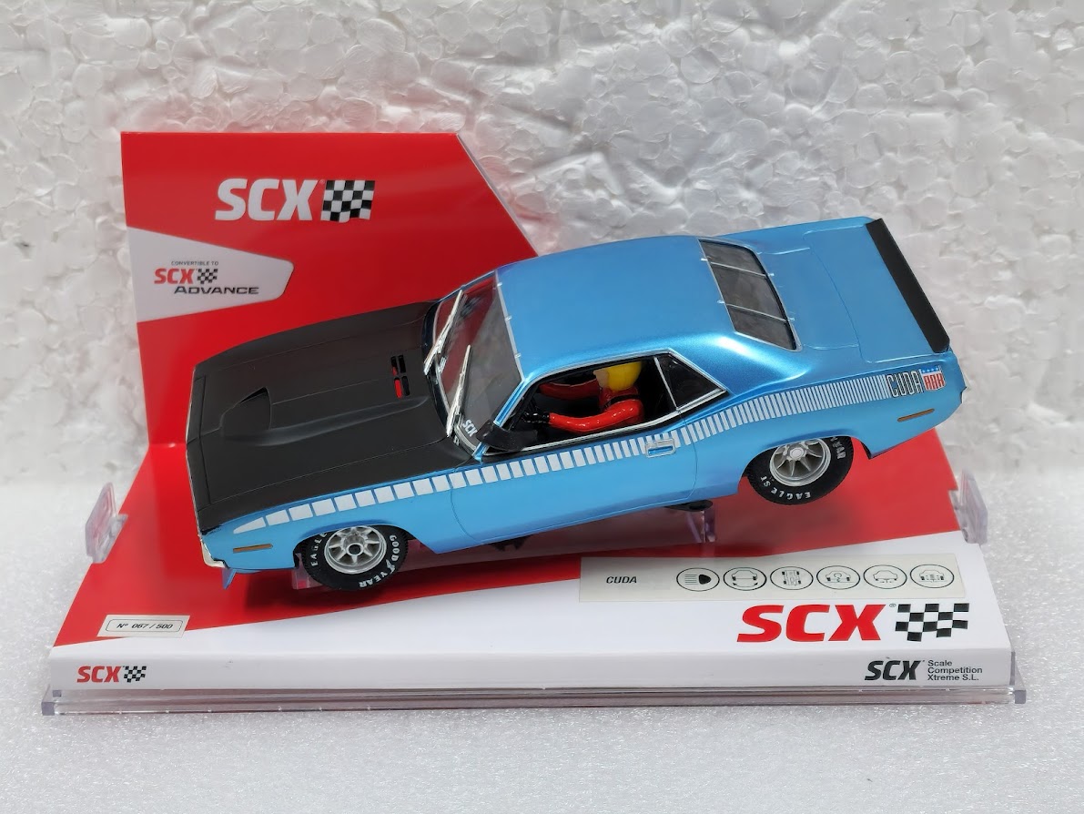 SCX SCXU10441 AAR Cuda 1 of 500 Final Run 1/32 Slot Car. Blue.
