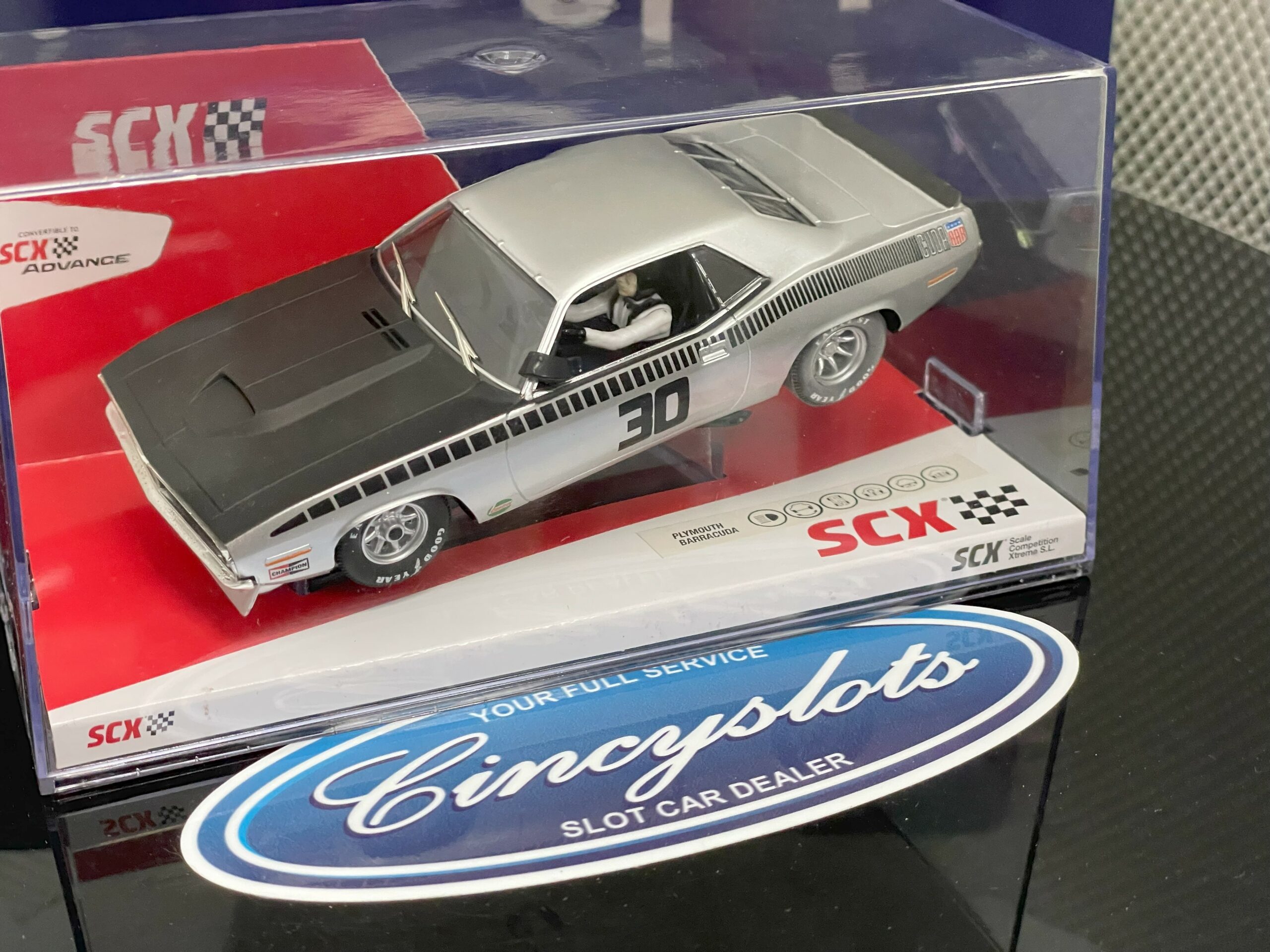 SCX U10432C300 Cuda Silver 1/32 Slot Car.